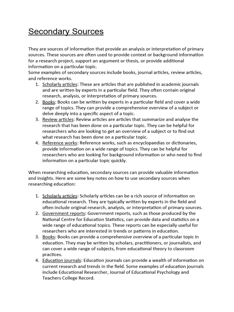 Secondary Sources NOTES | Download Free PDF | Academic Journal ...