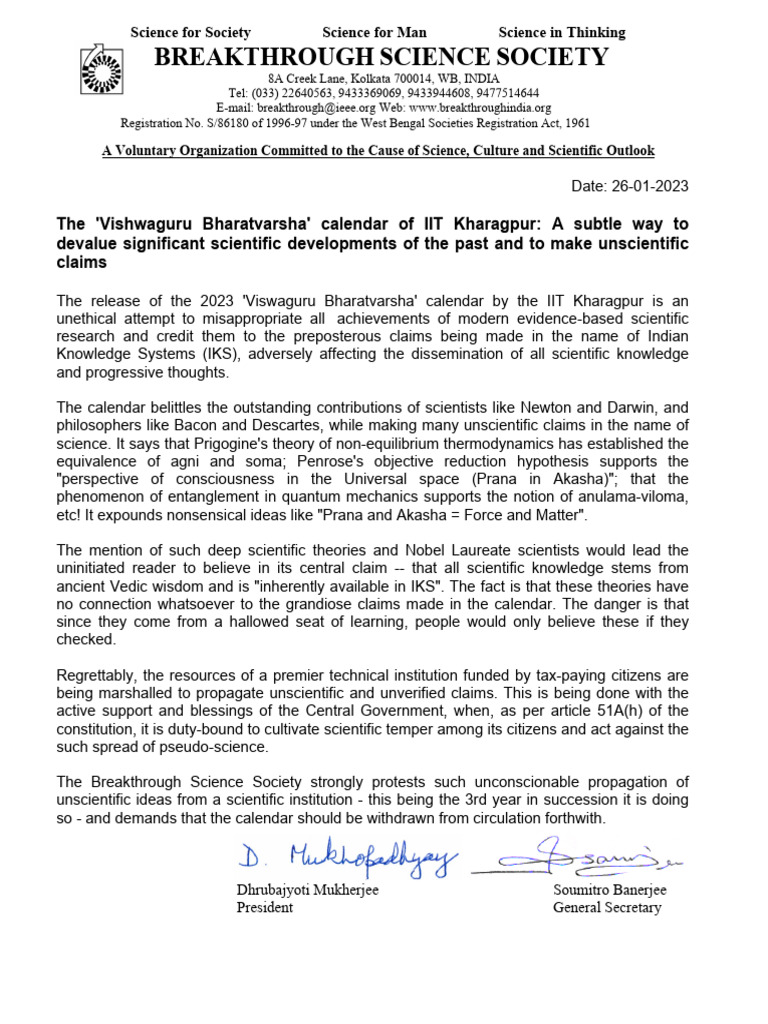 IIT KGP Calendar - Statement | Download Free PDF | Science | Scientific ...