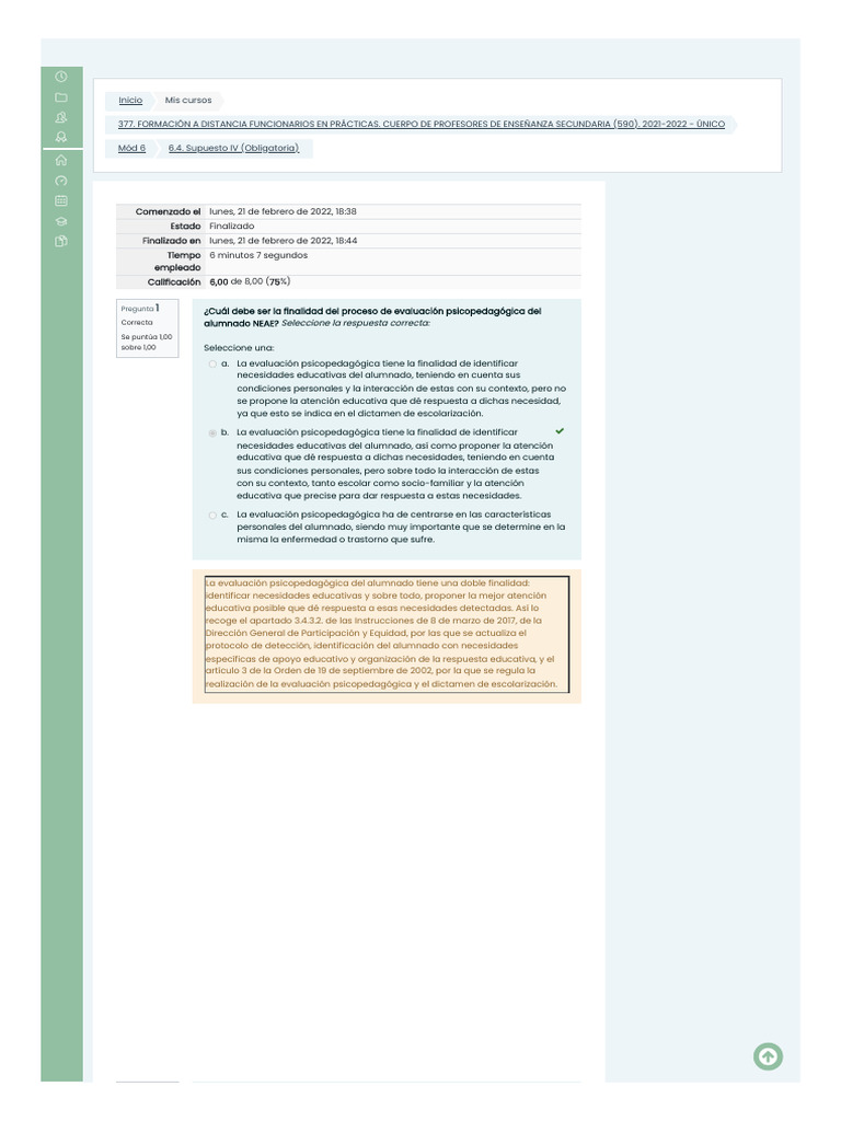 6.4. Supuesto IV (Obligatoria) - Revisión Del Intento | PDF | Evaluación