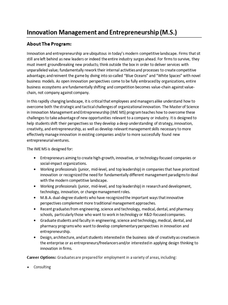 Innovationmanagemententrepreneurship Pdf Entrepreneurship