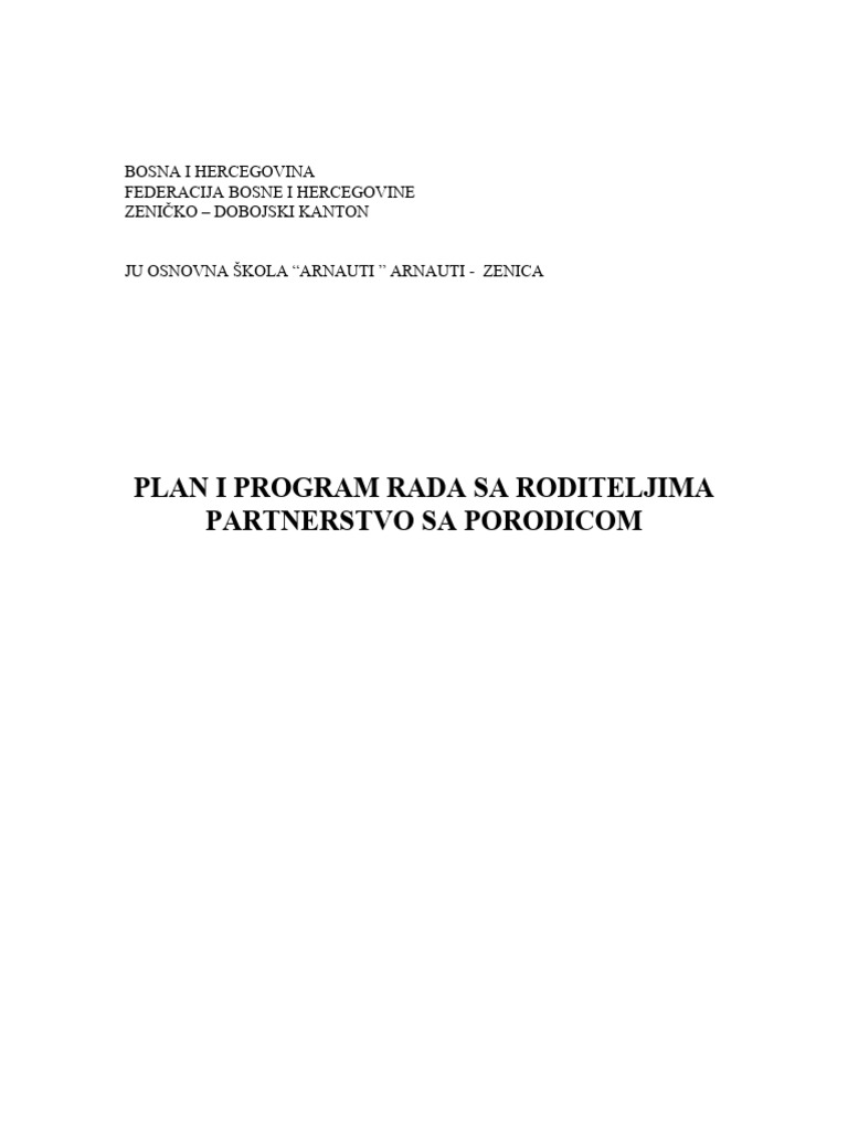 Plan I Program Rada Sa Roditeljima Konačan | PDF