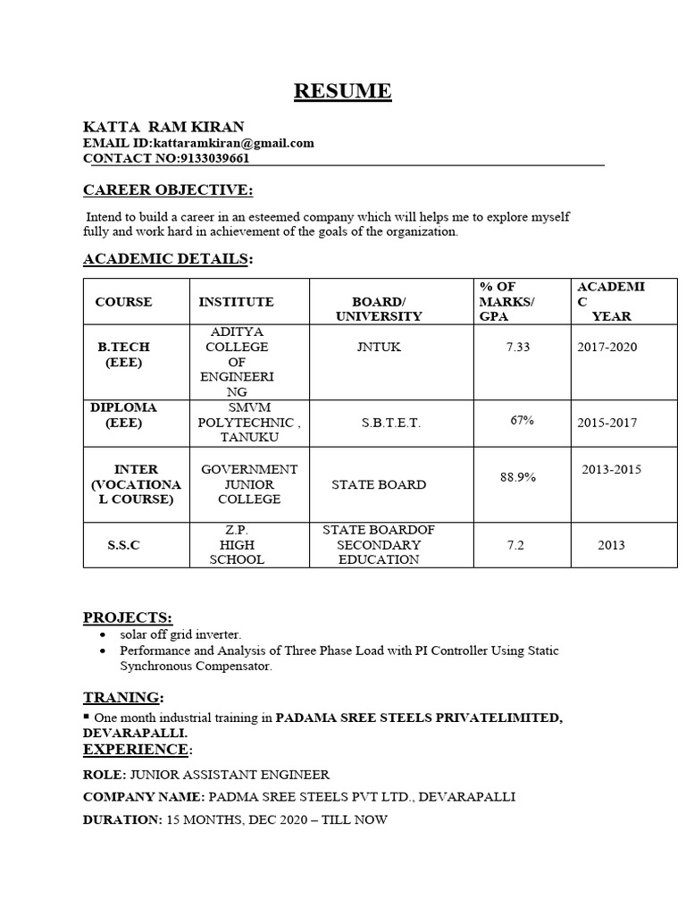 Resume 18062022 | PDF | Power (Physics) | Electrical Components
