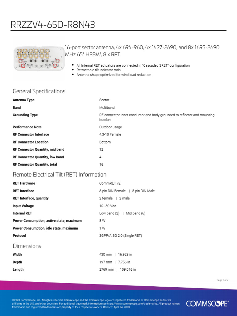 RRZZV4-65D-R8N43 Product Specifications (Comprehensive) | PDF