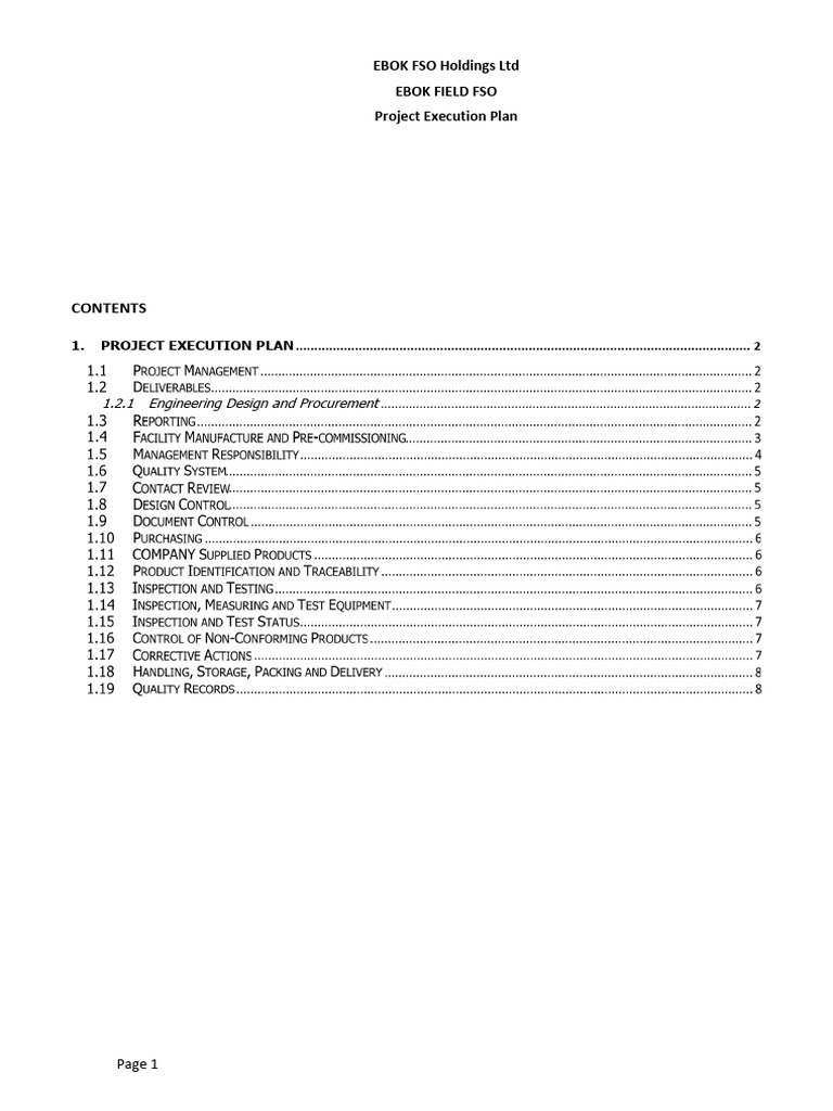 6.1 FSO - Project Execution Plan | PDF | Quality Assurance | Specification (Technical Standard)