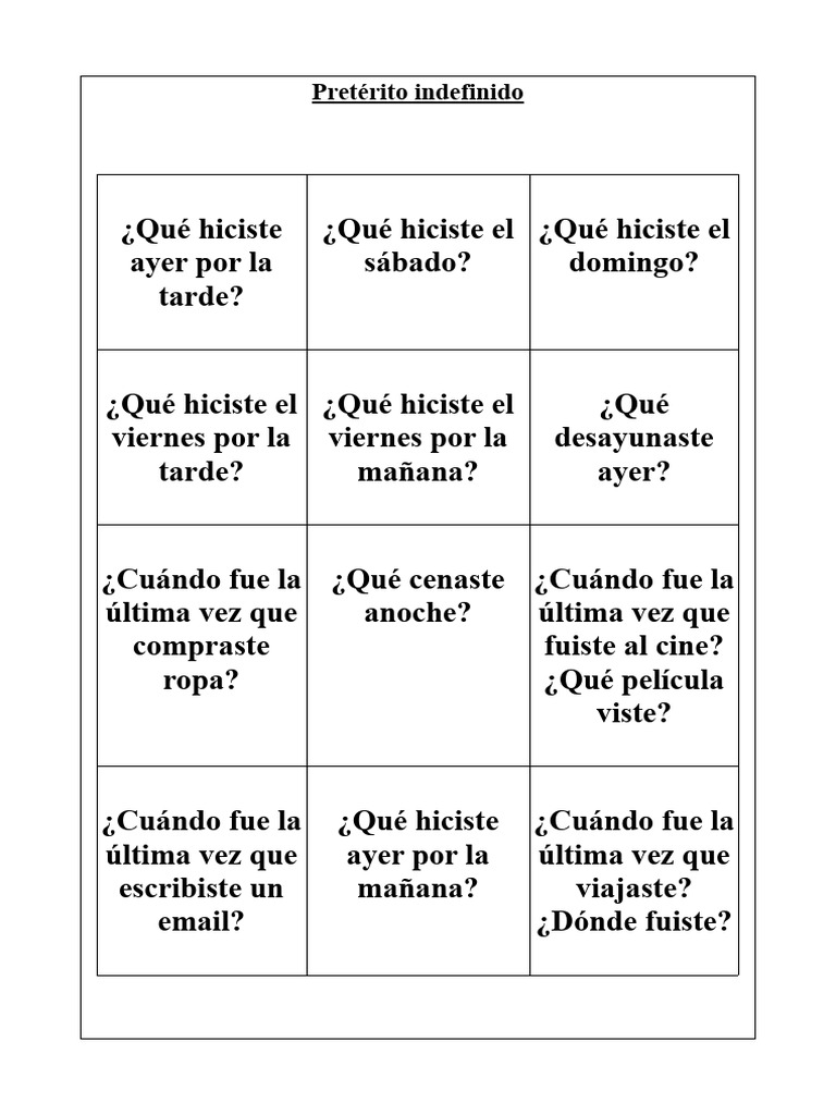 Preterito Indefinido-Preguntas | PDF