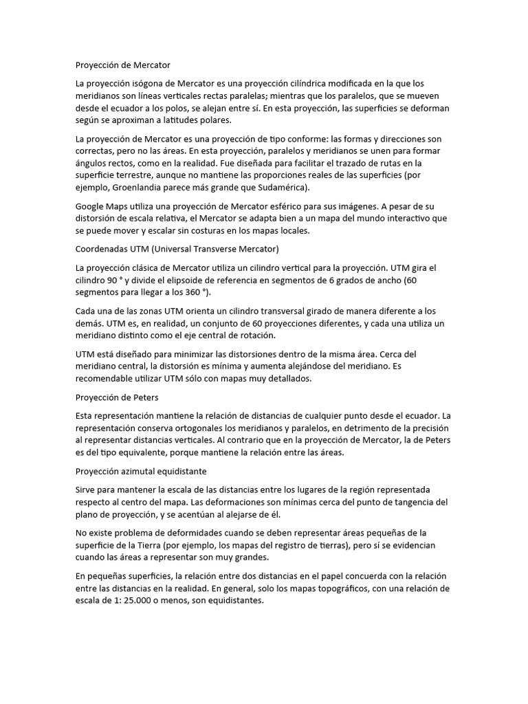 Proyección de Mercator | PDF | Mapa | Geometría