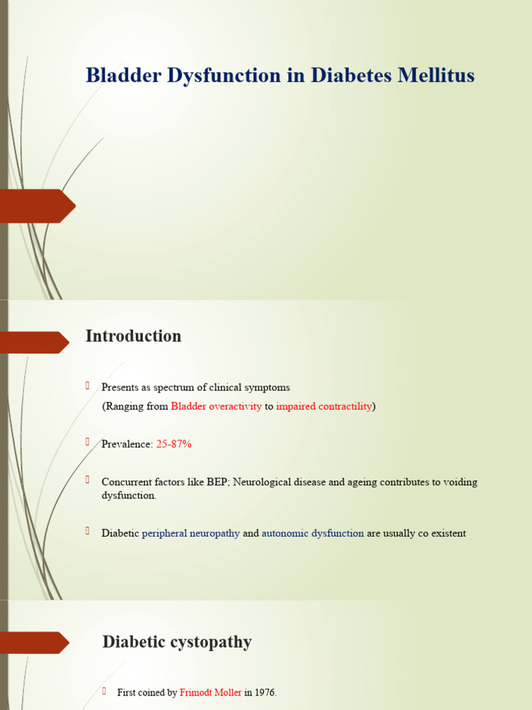 Bladder Dysfunction in Diabetes Mellitus | PDF
