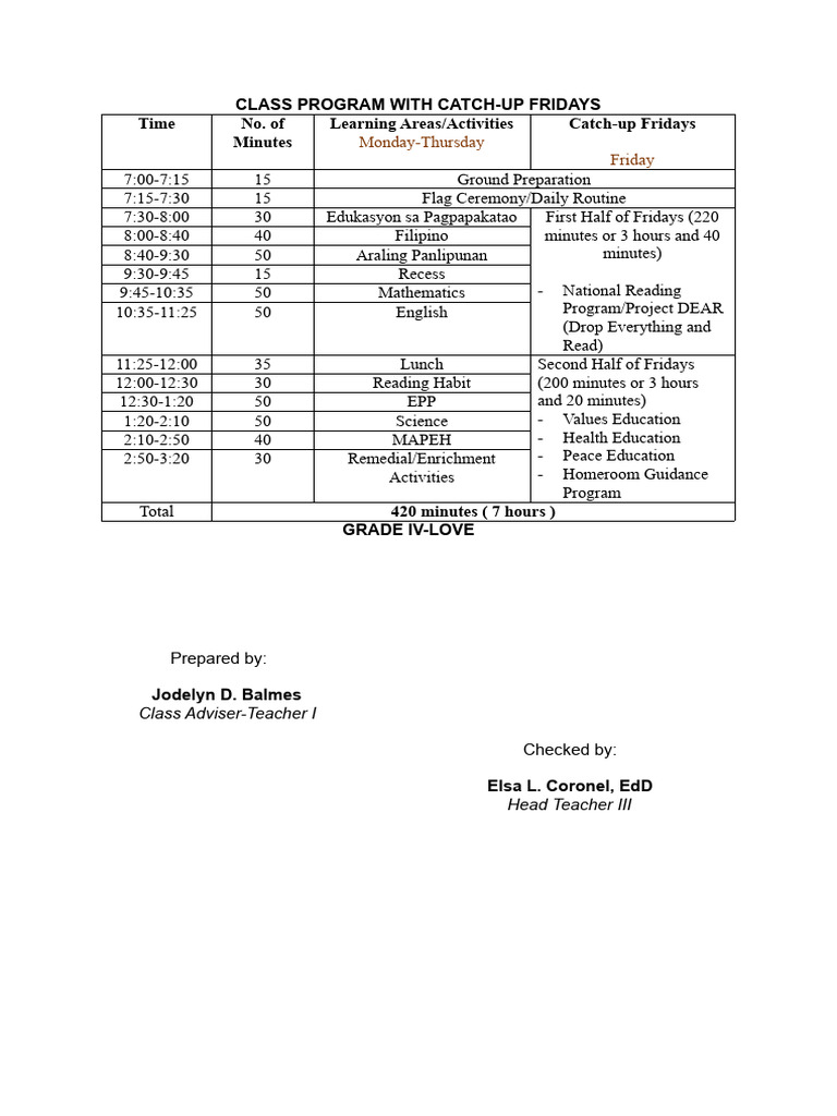 Class Program With Catch Pdf