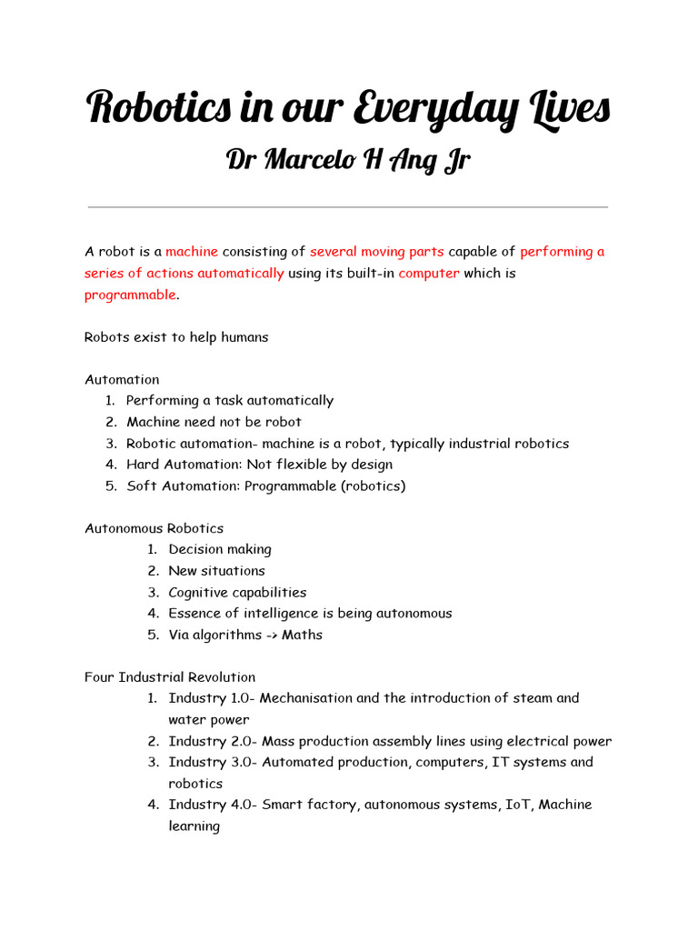 Robotics in Our Everyday Lives | PDF | Robotics | Automation