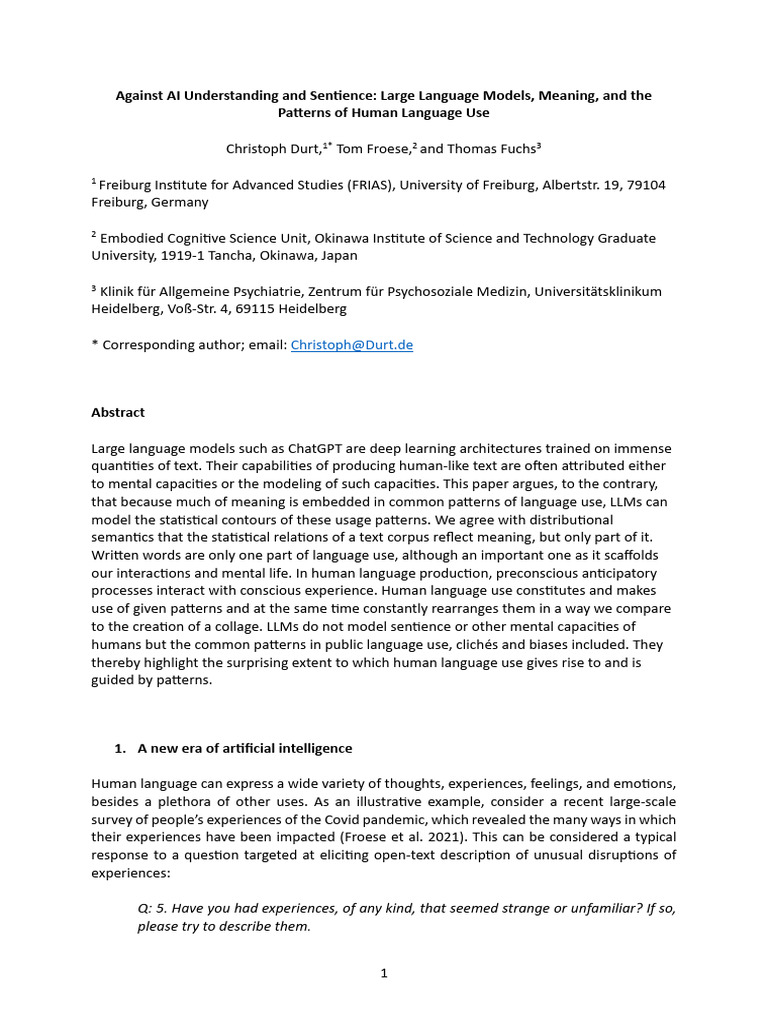 Against AI Understanding and Sentience-Large Language Models, Meaning, and The-Durt, Christoph ...