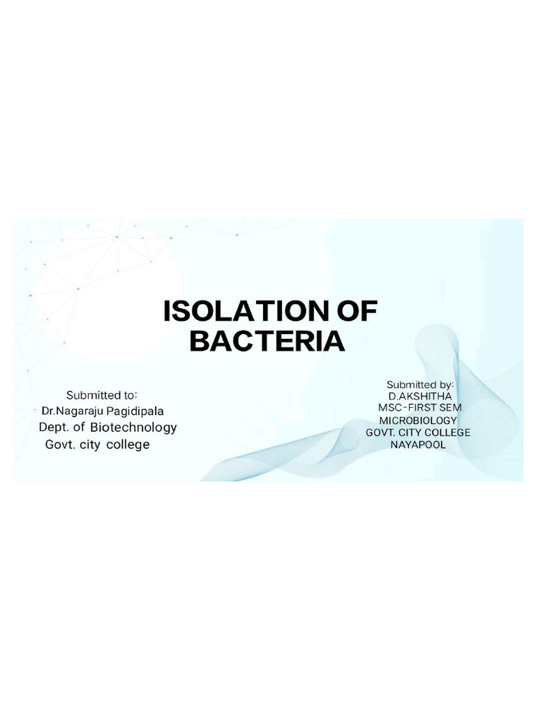 Isolation of Bacteria | PDF