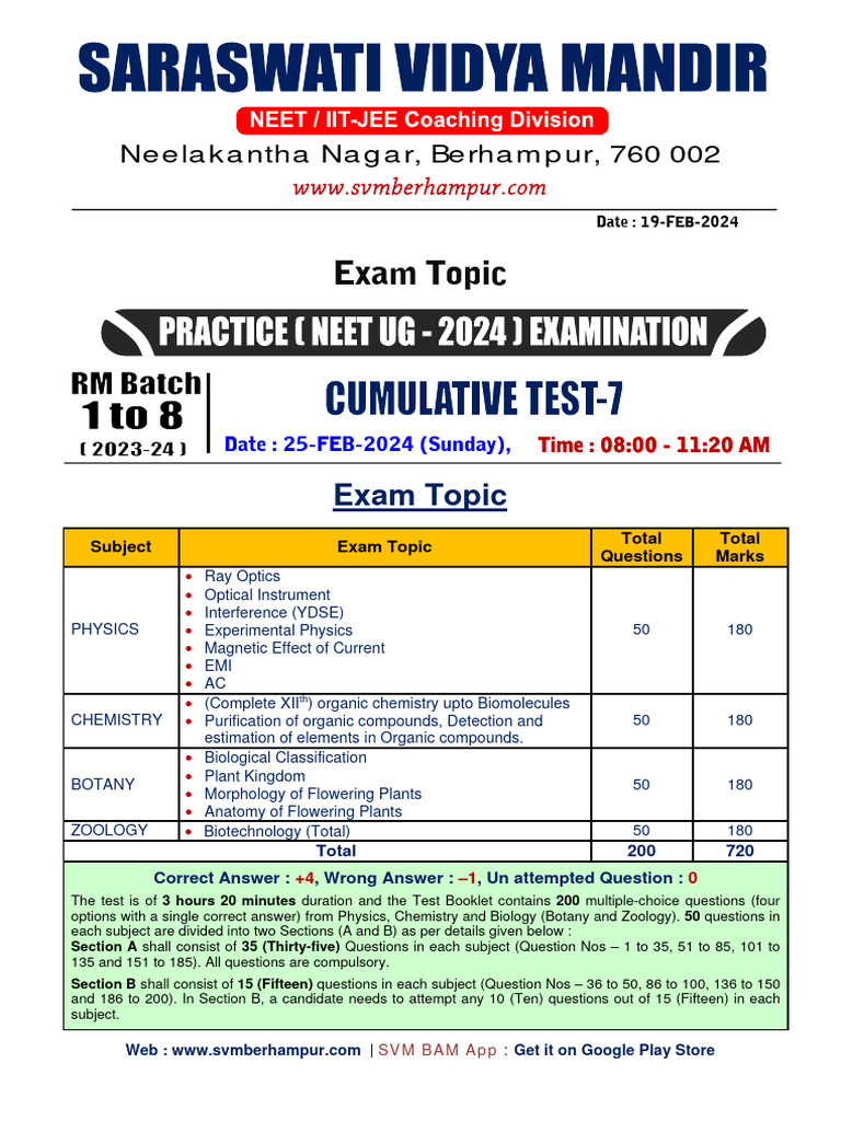 Revised RM CT-7 25-FEB-2024 SVM NKG | PDF | Science | Physical Sciences