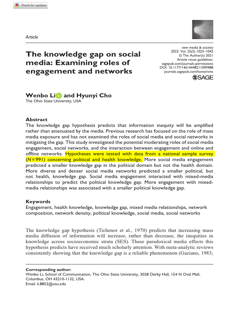 Social Media's Role in Knowledge Gaps | PDF | Social Media | Popular ...