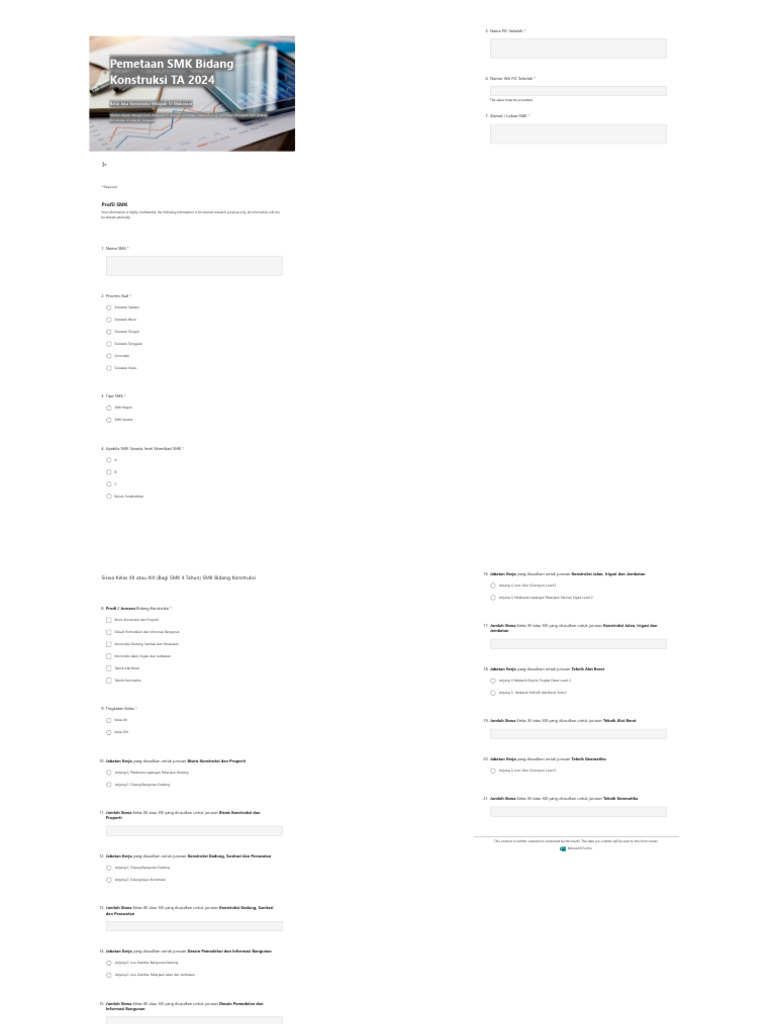 DRAFT FORMS - Pemetaan SMK Bidang Konstruksi TA 2024 | PDF