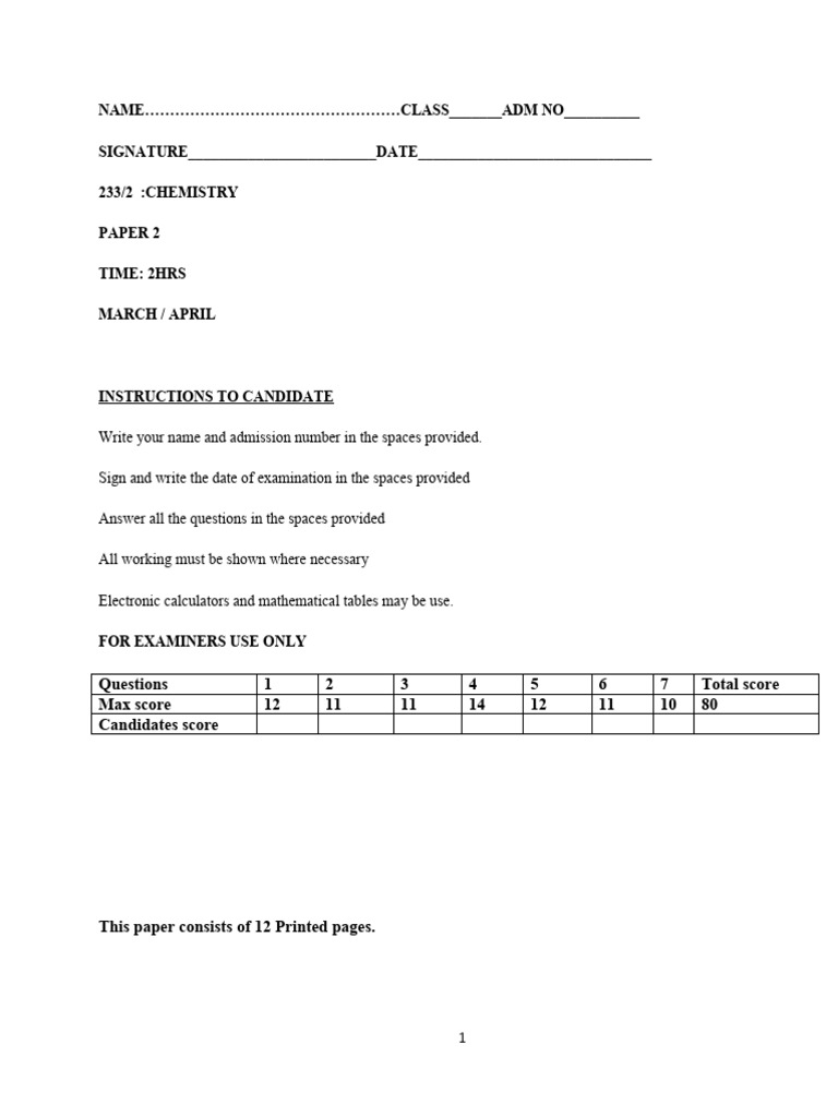 Chemistry Form 4 PP2 | PDF | Acid | Solubility