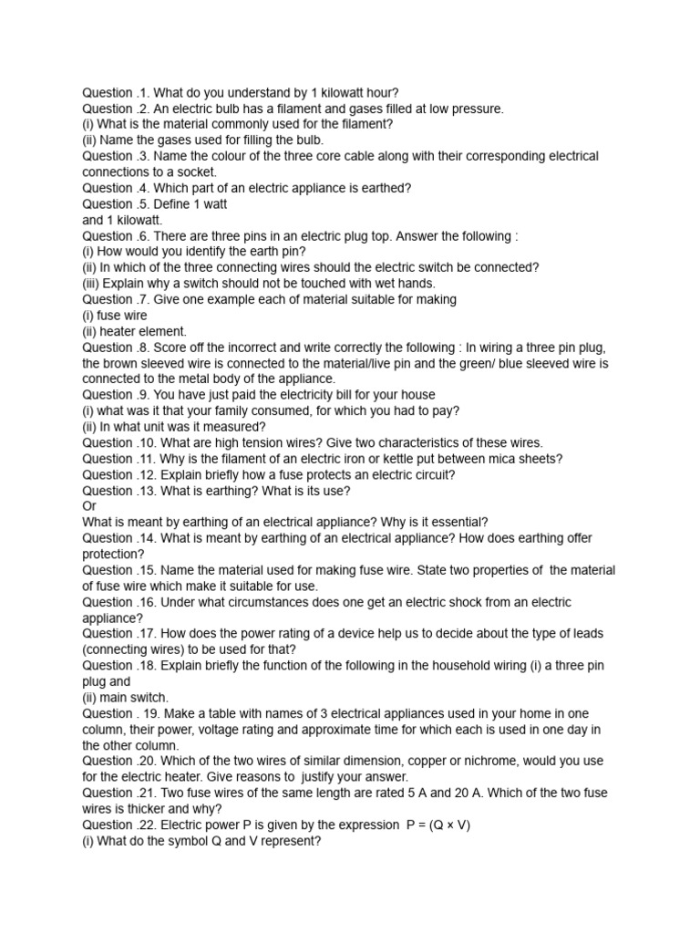 Household Circuits Questions | PDF | Ac Power Plugs And Sockets ...