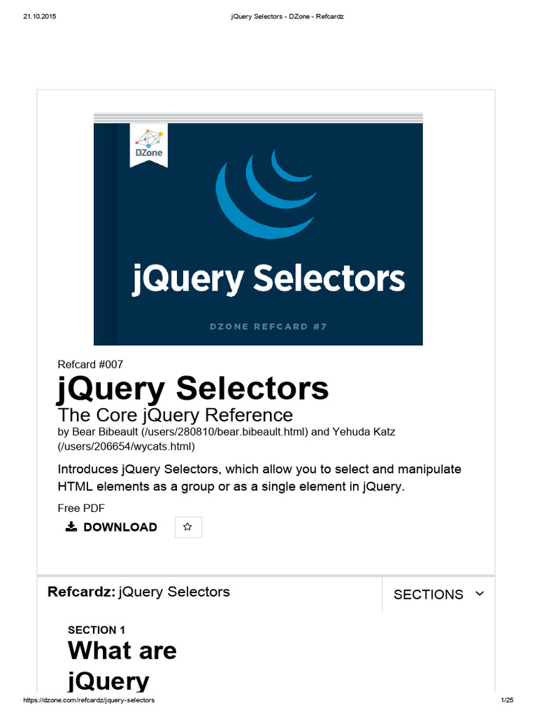 JQuery Selectors - DZone - Refcardz | PDF | J Query | Html Element