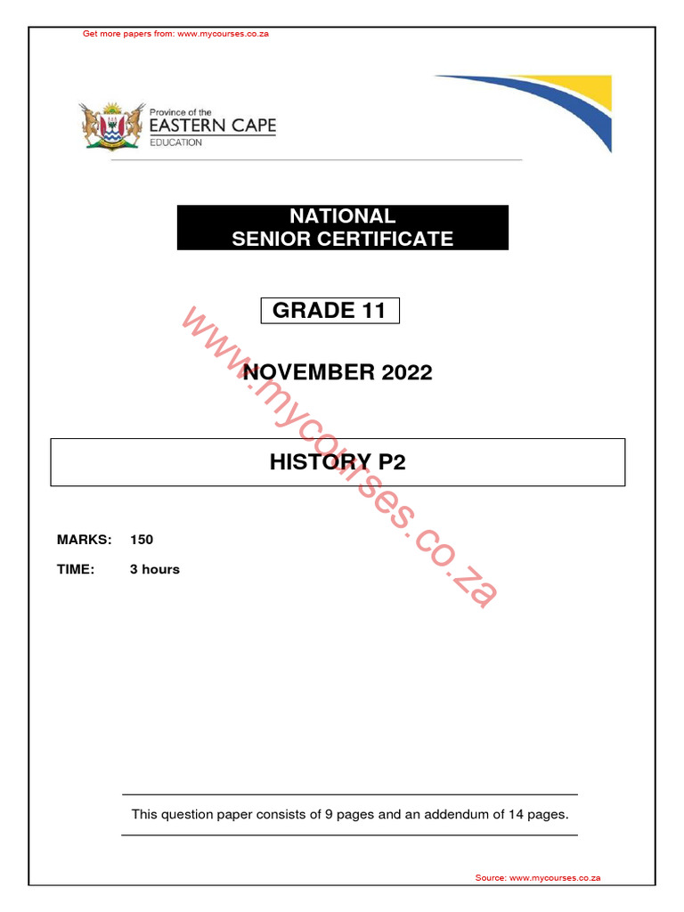HISTORY P2 QP GR11 NOV2022 - English | PDF | Six Day War | Apartheid