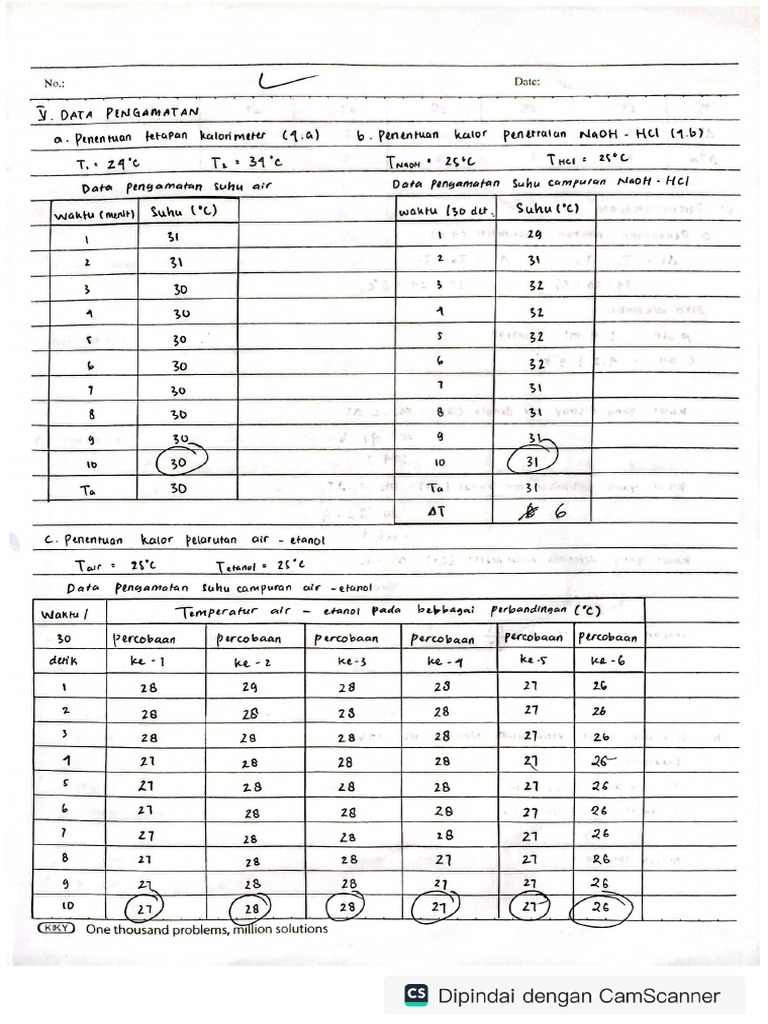 Data Pengamatan Termokimia | PDF