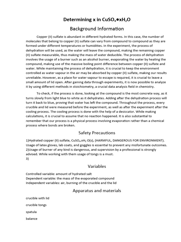 Determining X in CuSO4 | PDF | Water | Physical Sciences