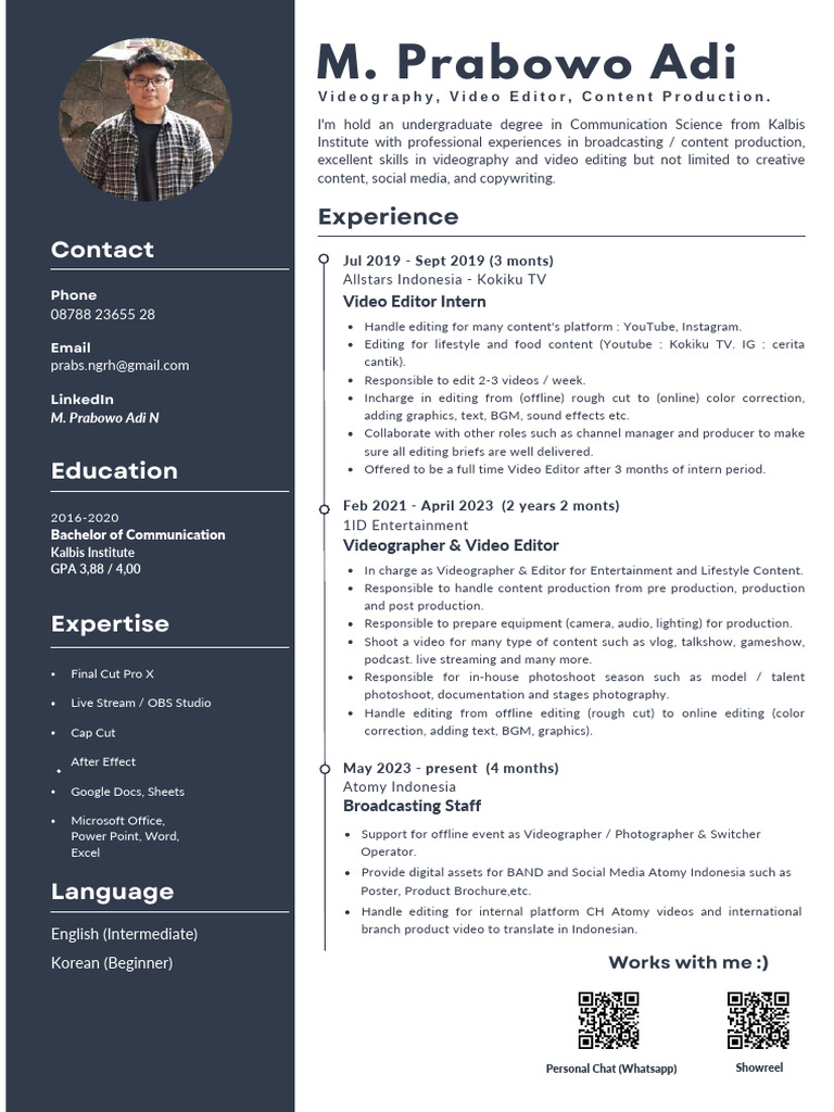 Moahamad Prabowo Adi Nogroho Digital Communication Staff Resume | PDF | Editing | Mass Media