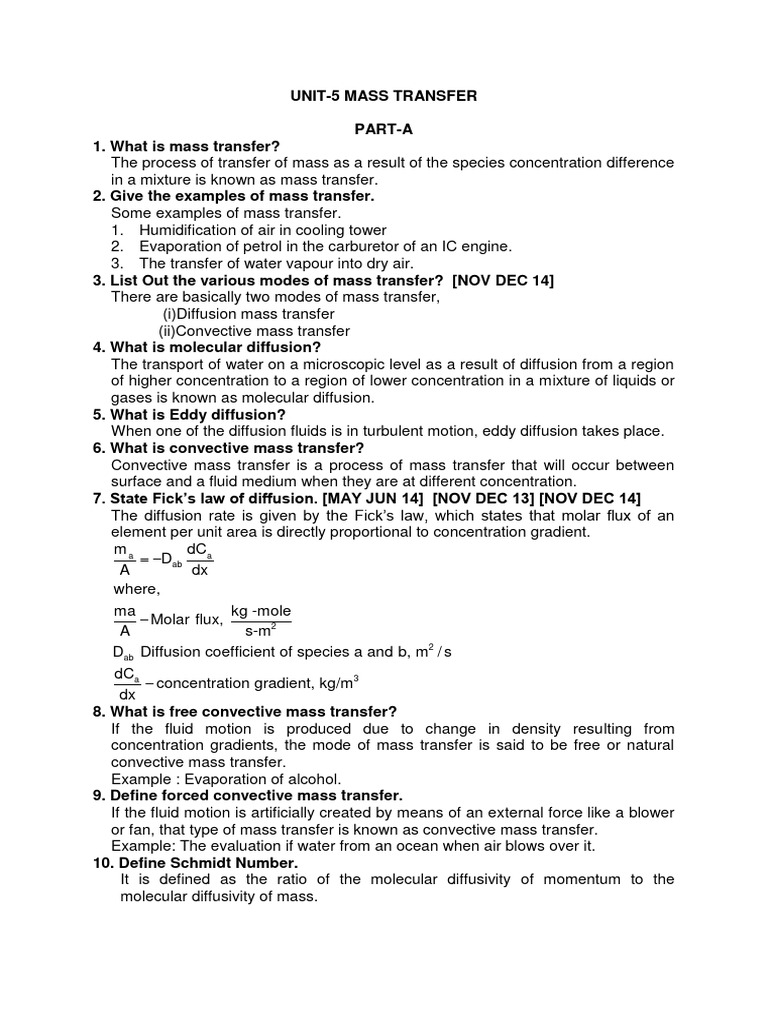 Me6502 HMT Mech Vs Au Unit V | PDF | Diffusion | Atmosphere Of Earth