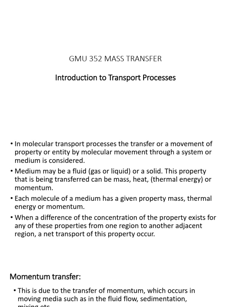 Introduction To Transport Processes | PDF | Transport Phenomena | Fluid ...