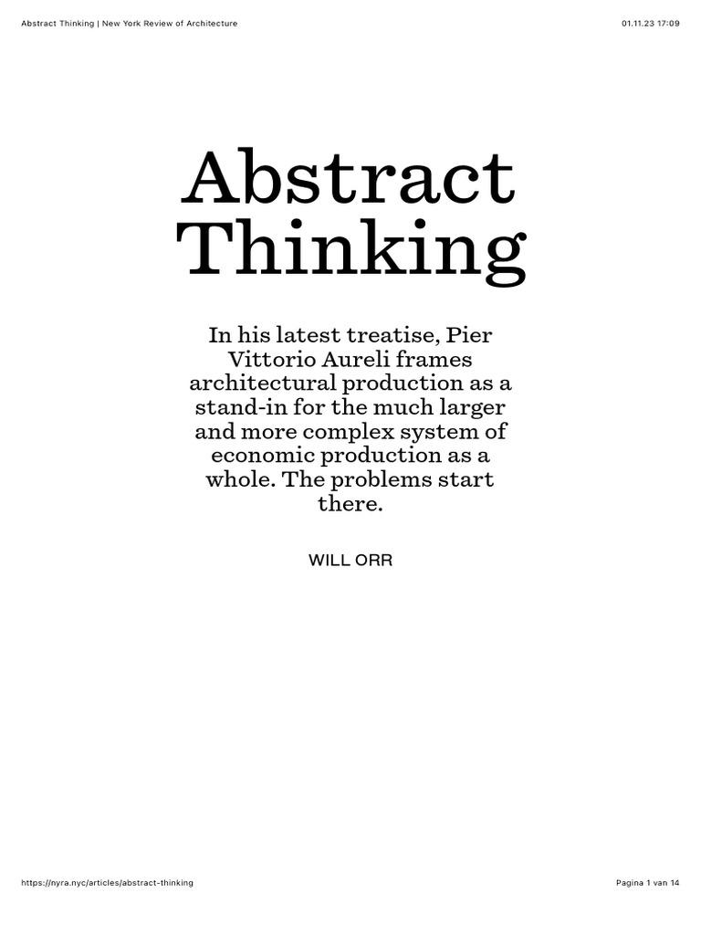 Abstract Thinking - New York Review of Architecture | PDF | Capitalism ...