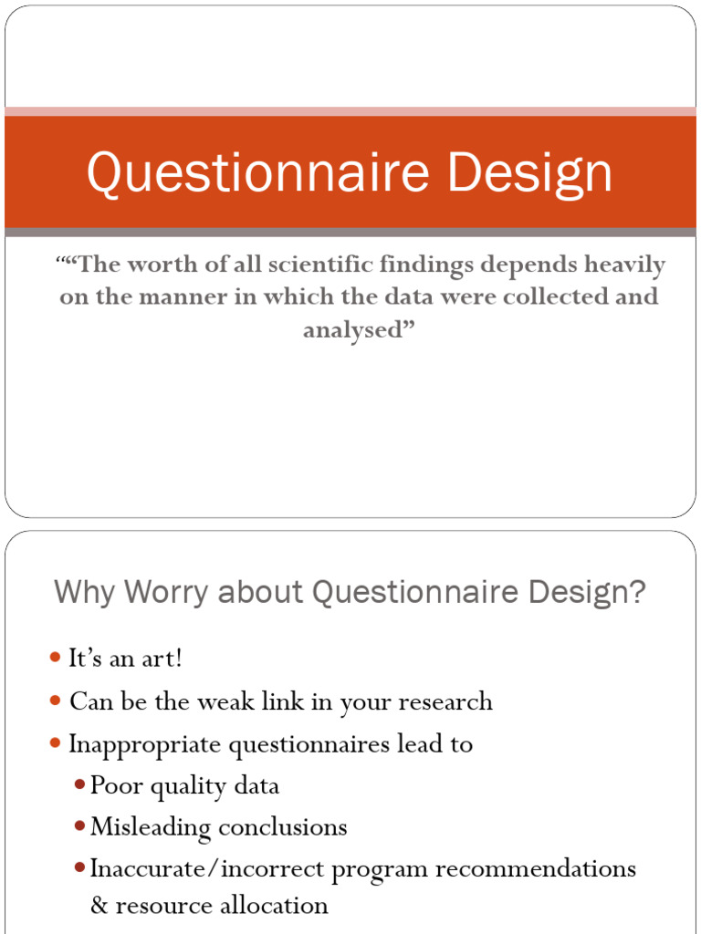 Effective Questionnaire Design Guide | PDF | Survey Methodology ...