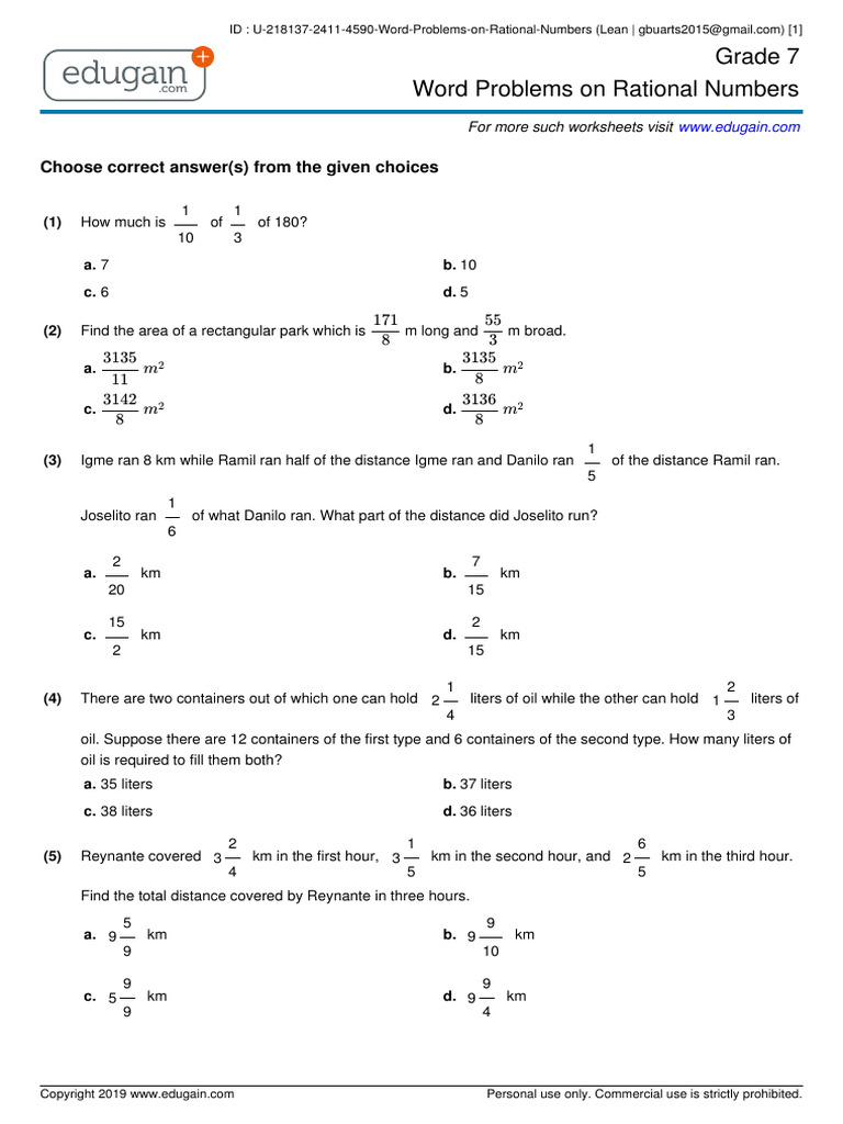 Grade7 218137 2411 4590 | Download Free PDF | Mathematical Concepts ...