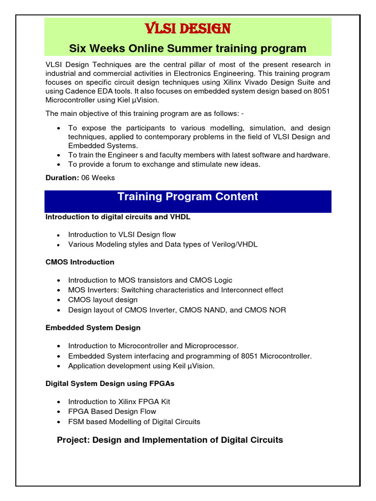 Brochure - Six Weeks Program 40321 | PDF | Field Programmable Gate ...