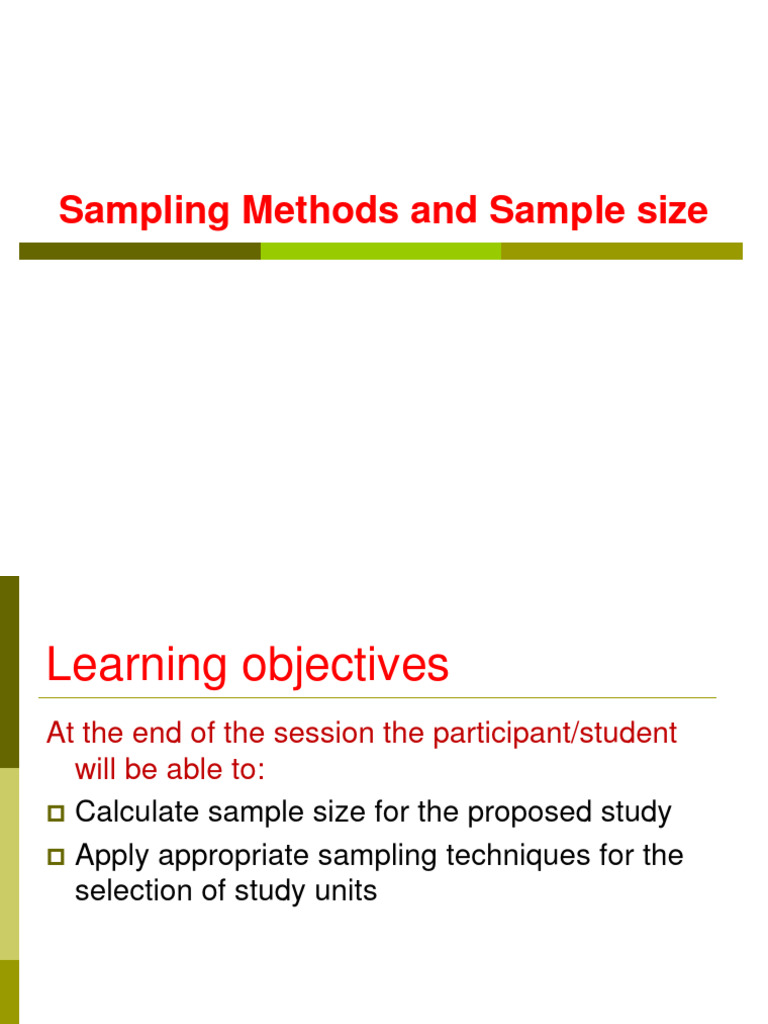 L8 Sampling & Sample Size | PDF | Sampling (Statistics) | Type I And Type Ii Errors