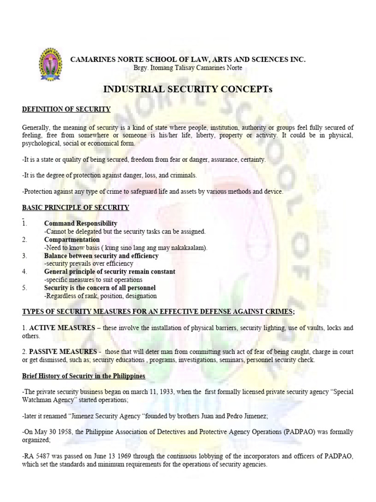 Industrial Security Concepts Module | PDF | Security Guard | Securities
