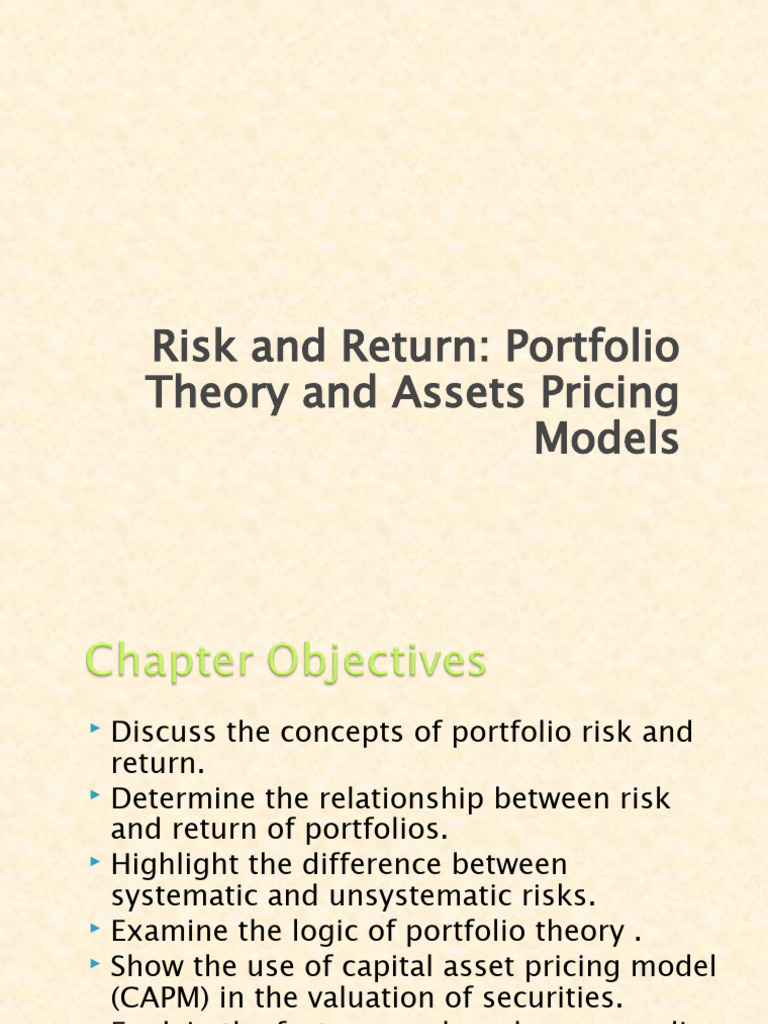 Asset Pricing Models | PDF | Capital Asset Pricing Model | Modern Portfolio Theory