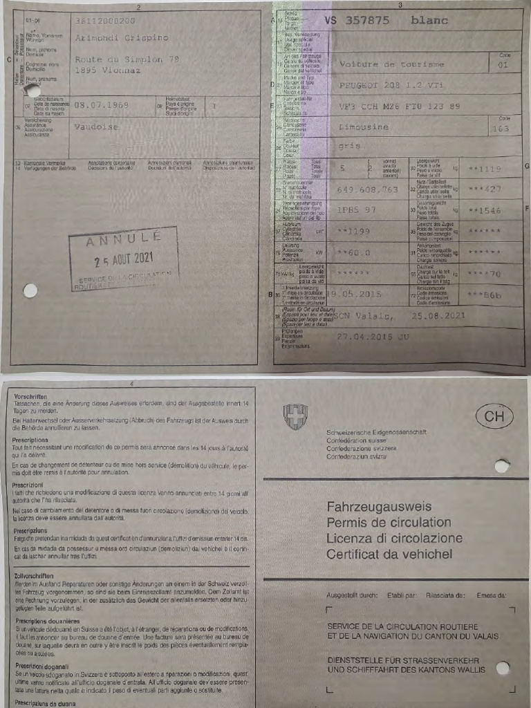 Carte Grise Suisse | PDF