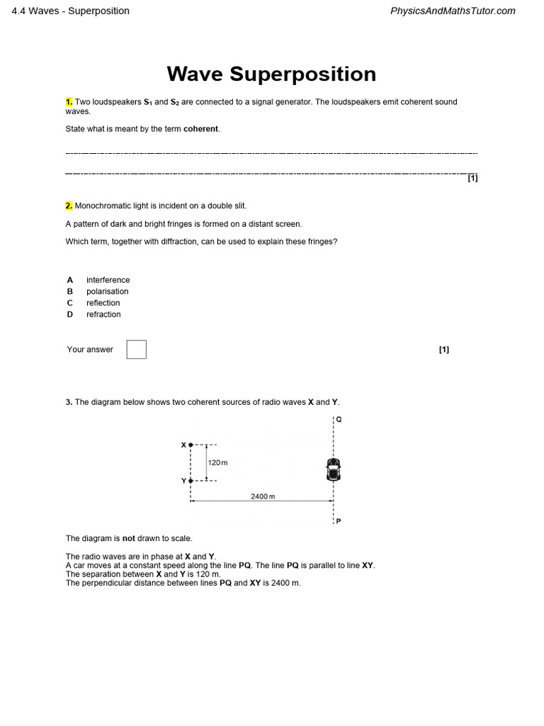Wave Superposition and Coherence | PDF | Wavelength | Coherence (Physics)