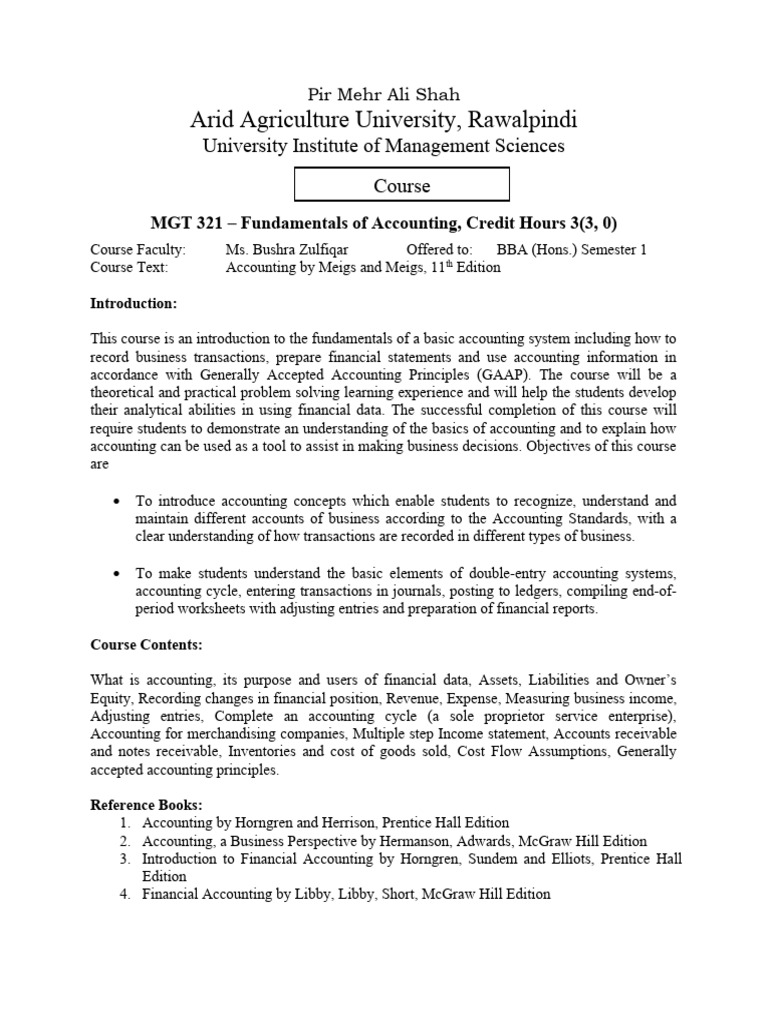 MGT 321 - Fundamentals of Accounting | PDF | Accounting | Academic ...
