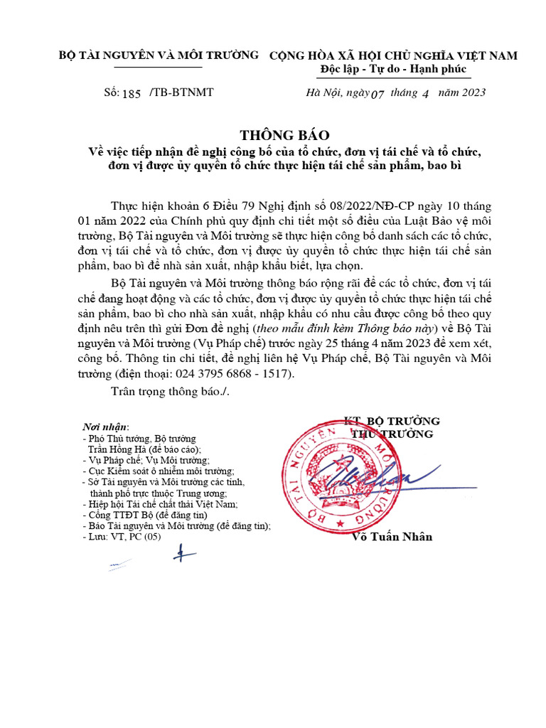 185 TB BTNMT - Signed | PDF