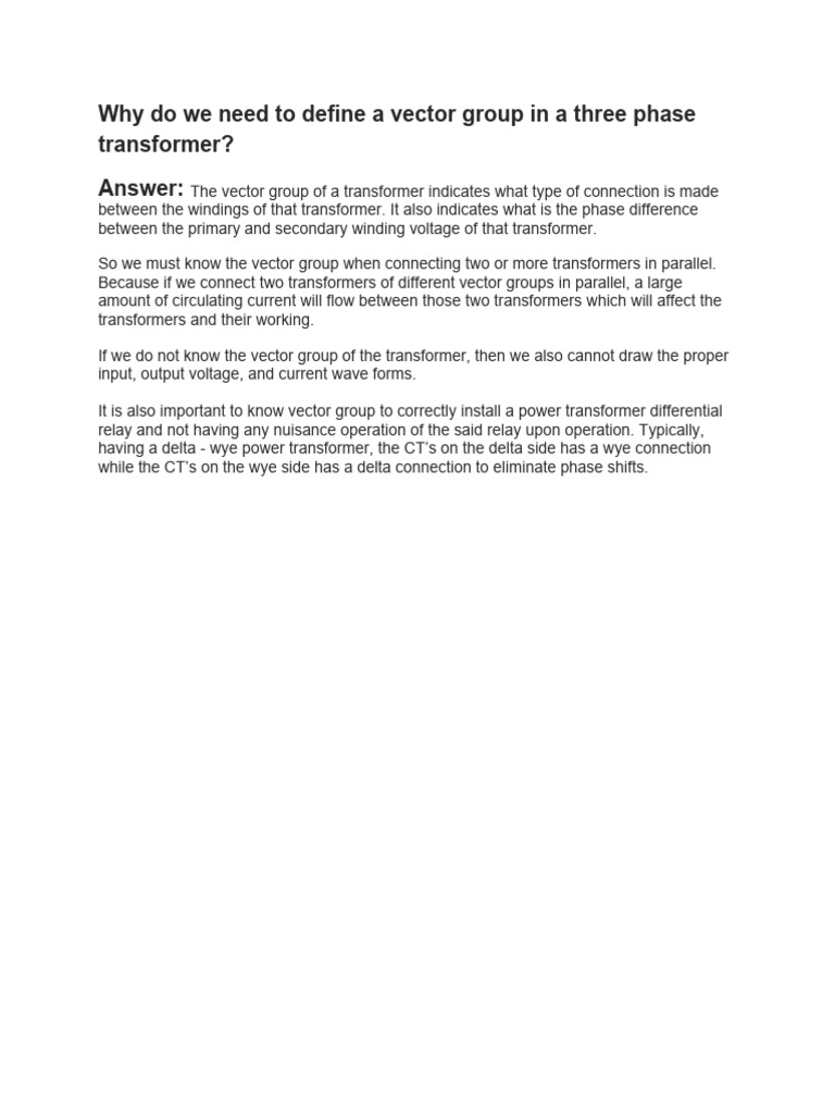 5.vector Group of Three Phase TX | PDF