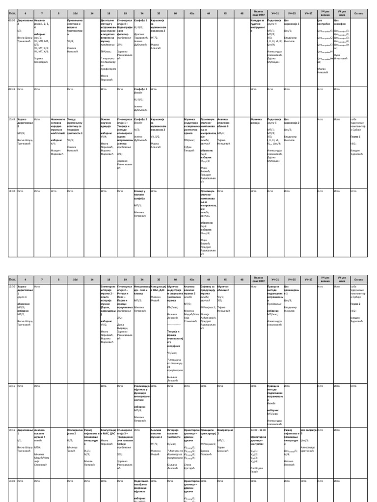 Raspored Nastave 2023 24 II Semestar Konacna Verzija 5.2.2024 | PDF