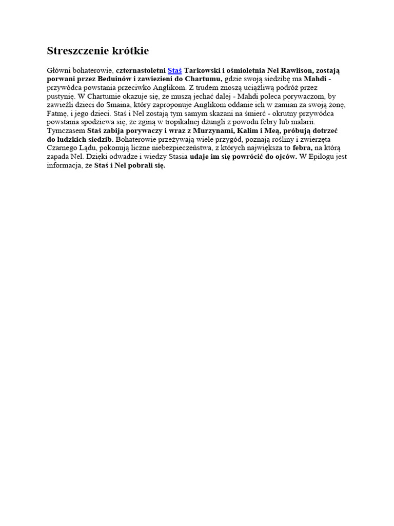 Streszczenie Krótkie | PDF