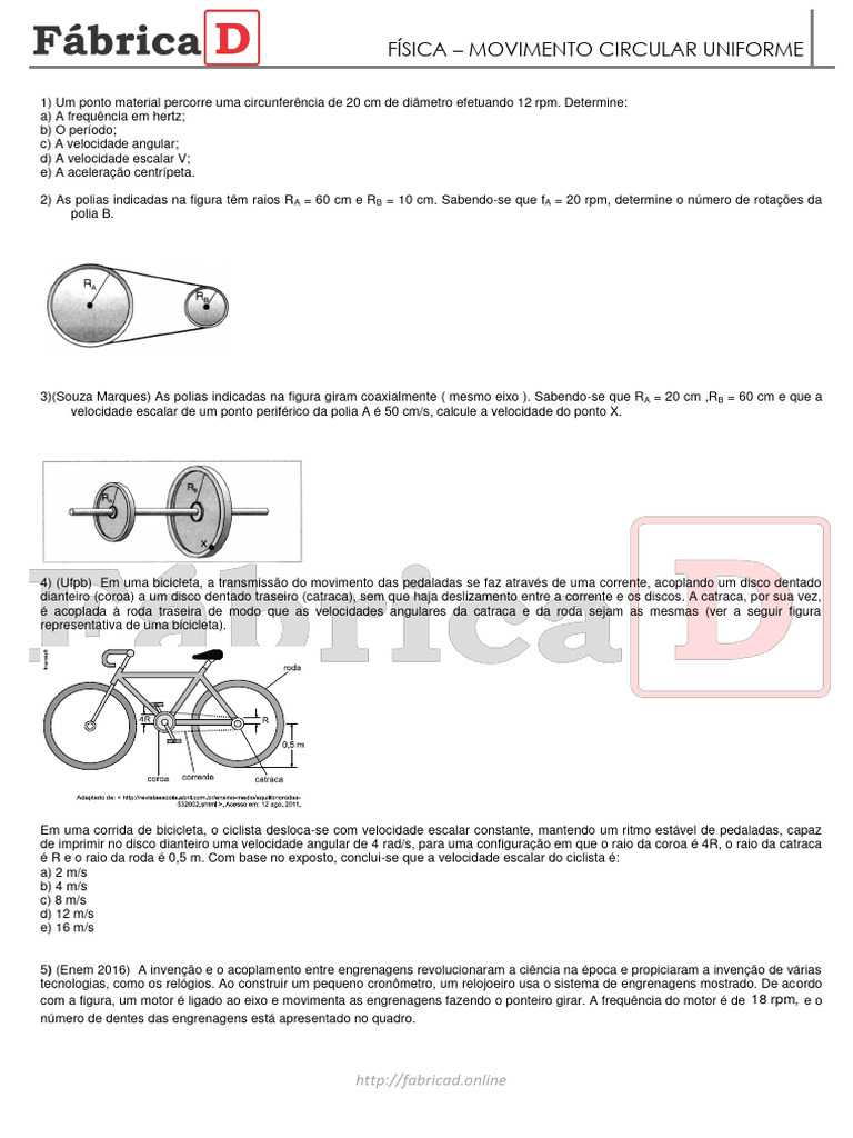 Fisica Movimento Circular Uniforme | PDF | Tecnologia e Engenharia