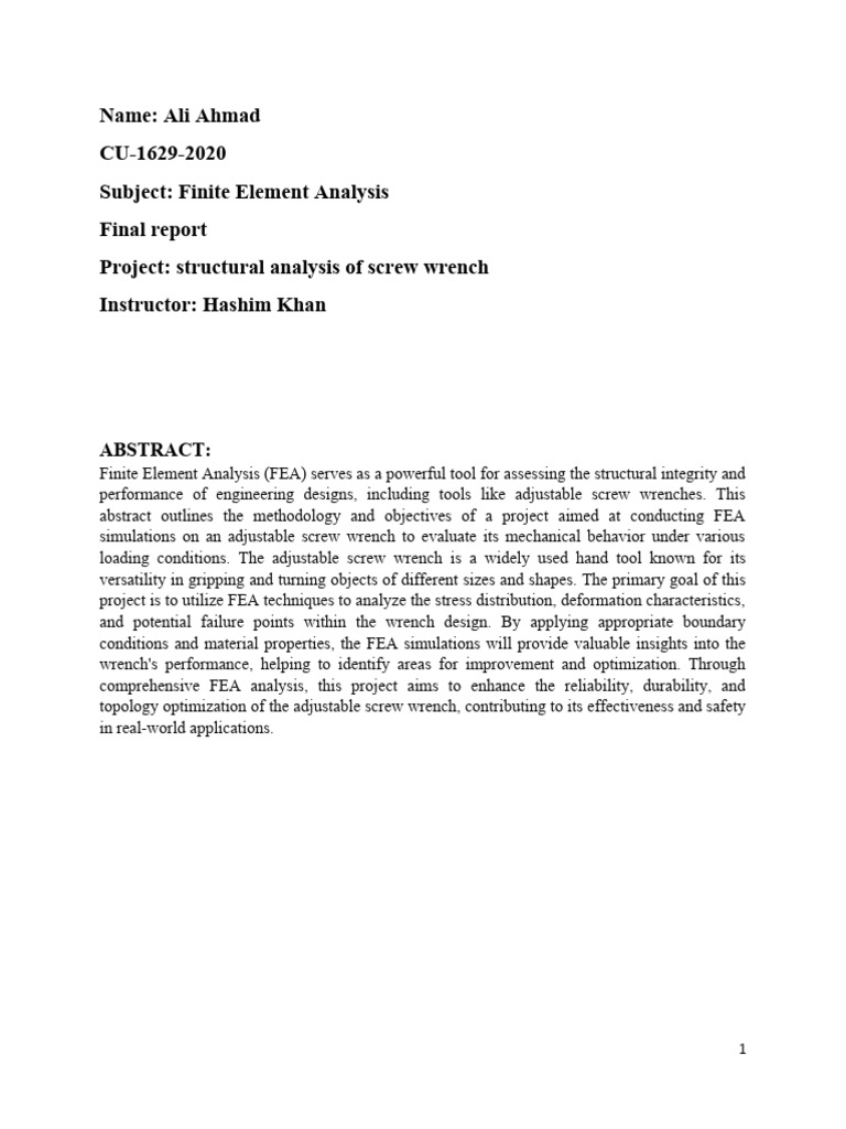 Final Report Pdf Finite Element Method Strength Of Materials