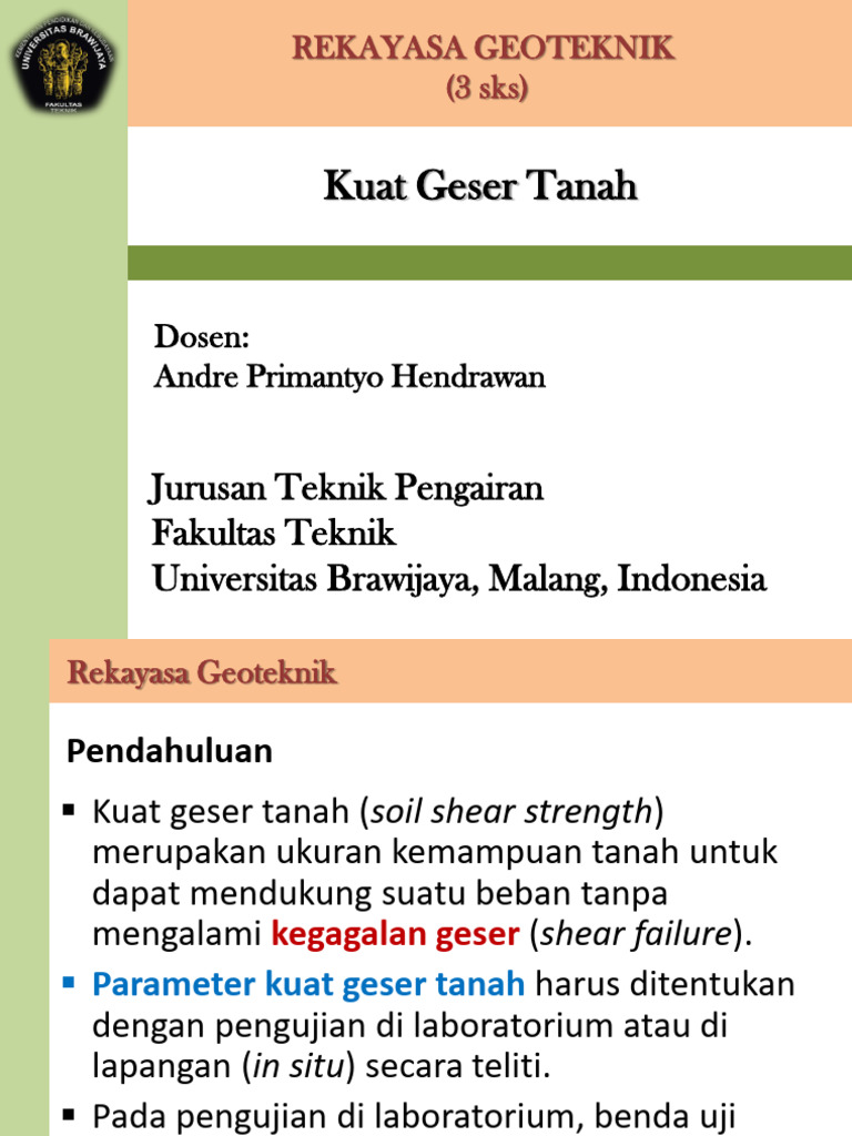 MK Rekayasa Geoteknik KUAT GESER TANAH | PDF