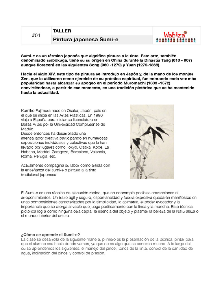 Taller Pintura Sumi e Kumiko Fujimura2 | Descargar gratis PDF | Pinturas | Pintura japonesa