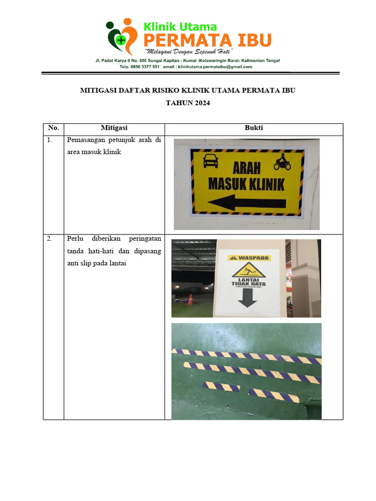 MITIGASI DAFTAR RISIKO KLINIK UTAMA PERMATA IBU | PDF