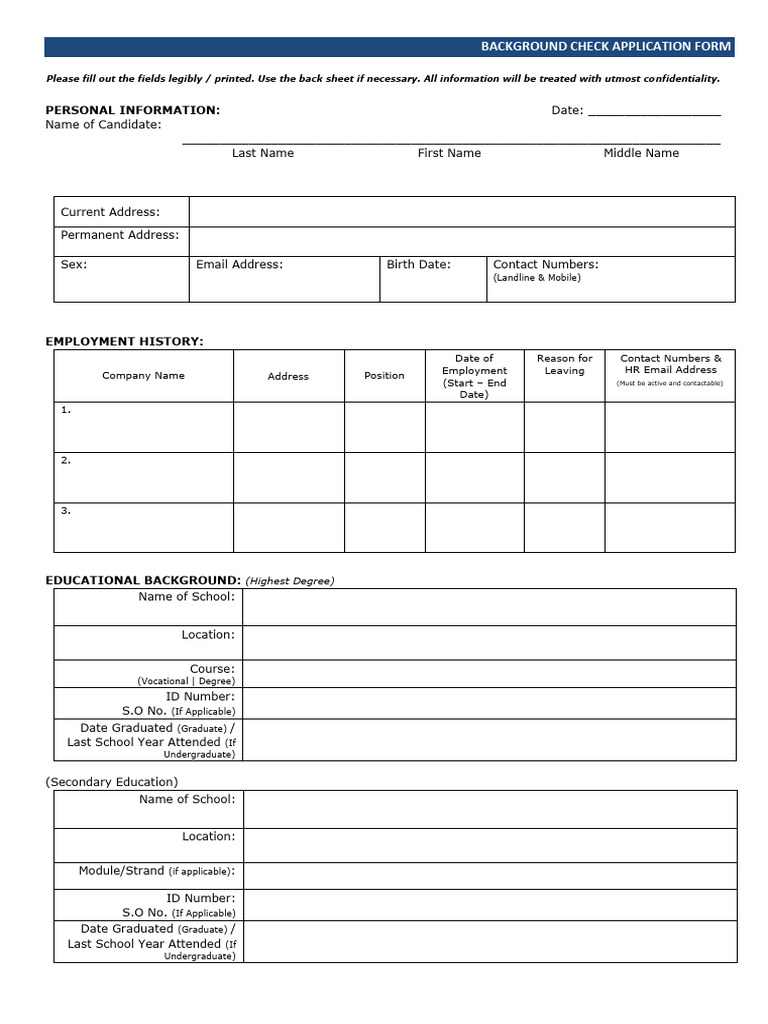 Coforge Background Check Application Form | PDF | Background Check ...
