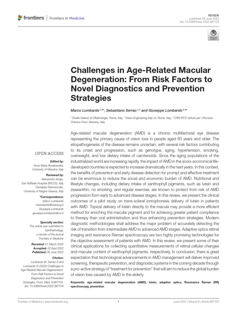 AMD: Risk Factors and Prevention Strategies | PDF | Retina | Medicine