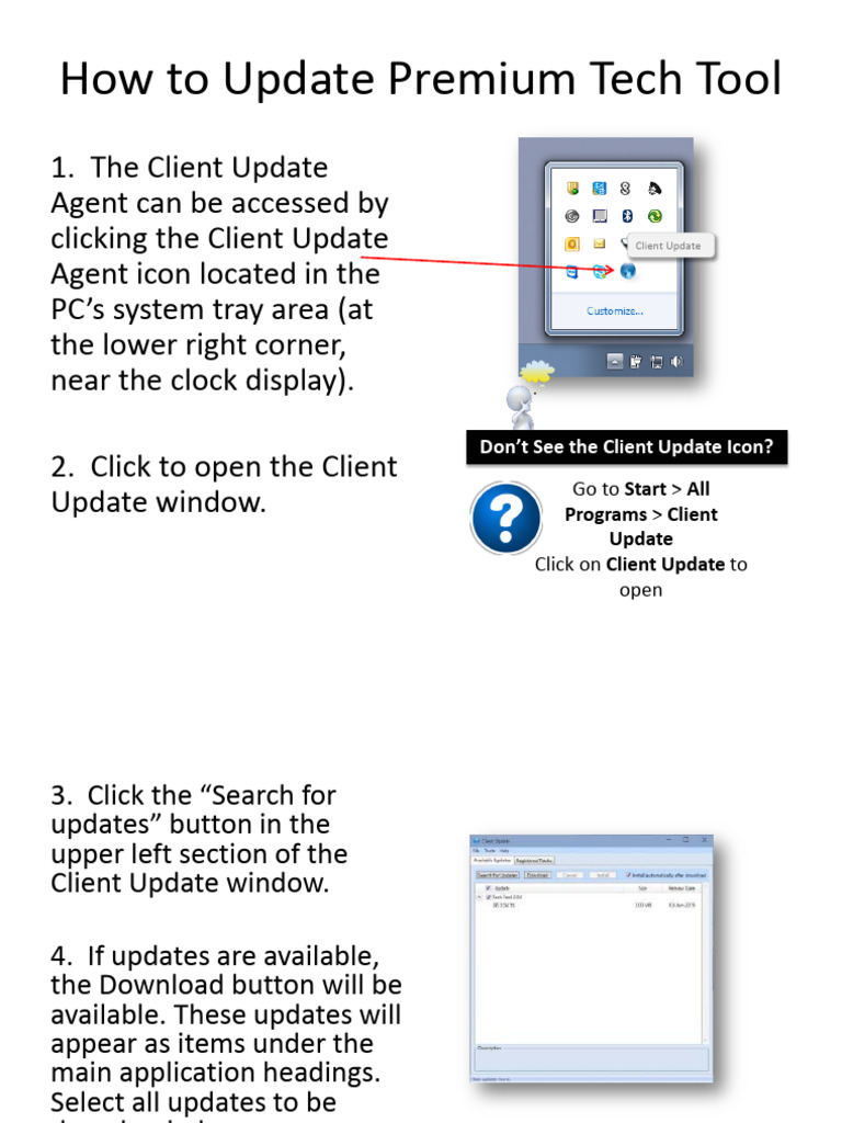 How To Update Using The Client Update Utility 1 | PDF