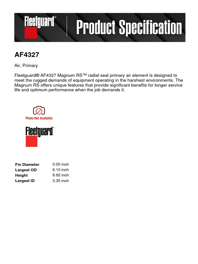 Product Specification - AF4327 | PDF
